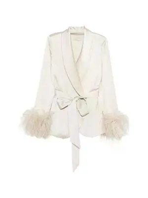 THE ARCHIVIA Feather-trim Belted Suit