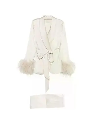 THE ARCHIVIA Feather-trim Belted Suit