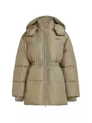 Karl Lagerfeld Cinched Midi Puffer Jacket - Neutrals
