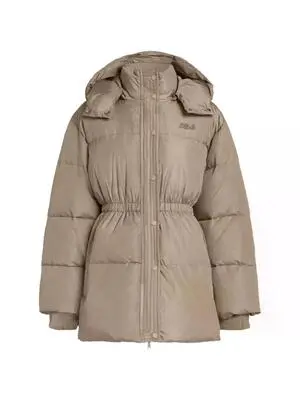 Karl Lagerfeld Cinched Midi Puffer Jacket - Neutrals