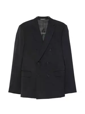 Emporio Armani Double-breasted Virgin-wool Suit - Black