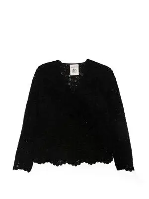 SEMICOUTURE Lace V-neck Knit