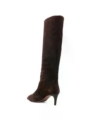 Paris Texas Pointed Toe Suede Knee High Boots - Brown