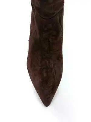 Paris Texas Pointed Toe Suede Knee High Boots - Brown
