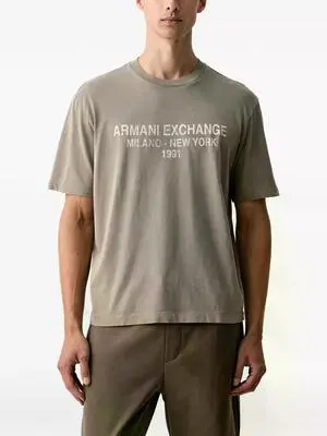Armani Exchange Logo-print Crew-neck T-shirt - Neutrals