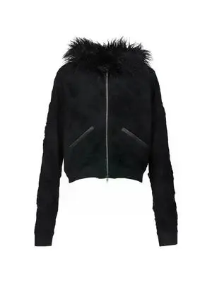 FILTH Distressed Faux-fur Jacket - Black
