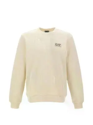 EA7 Logo-patch Ribbed-finish Sweater - Neutrals