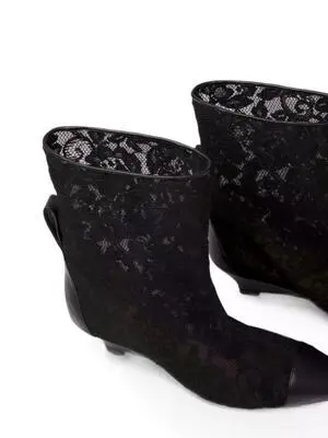 ODISSI Gemma Lace-panelled Leather Ankle Boots