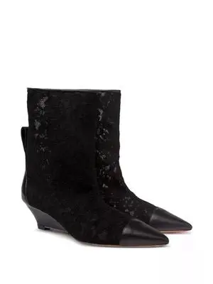 ODISSI Gemma Lace-panelled Leather Ankle Boots