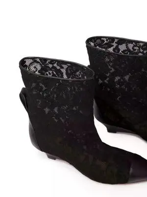 ODISSI Gemma Lace-panelled Leather Ankle Boots