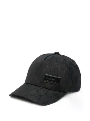 Emporio Armani Monogram-jacquard Touch-strap Baseball Cap - Black