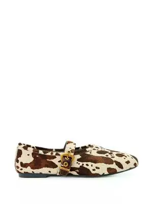 ALLSAINTS Sabine Cow-print Buckled Ballet Flats - Neutrals