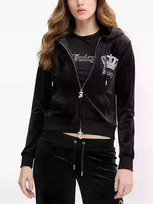 Juicy Couture Rhinestone-embellished Zip-up Hoodie - Black