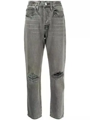 FRAME Grey Distressed Mom Jeans - Blue