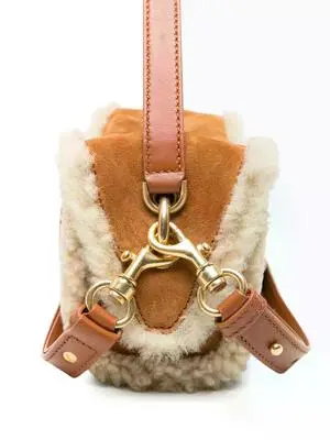 Balmain Pulse Shearling-trim Suede Shoulder Bag
