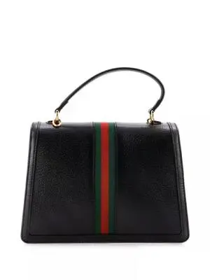 Gucci Ophidia Flap Top Handle Bag Leather Small Satchel - Black