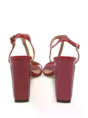 FERRAGAMO Patent Leather T-strap Block Heel Sandals