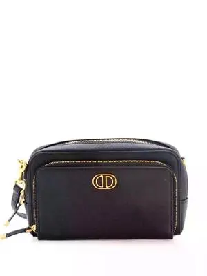 Dior Caro Double Pouch Leather Crossbody Bag - Black