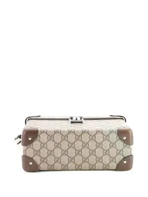 Gucci Bamboo Globe-trotter Vanity Case Gg Coated Canvas Satchel