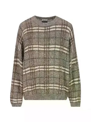 Brunello Cucinelli Dazzling Mohair Prince Of Wales Sweater - Brown