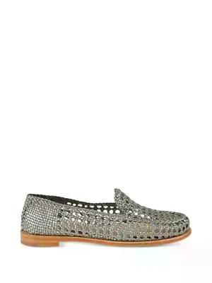Dragon Diffusion Dolly Woven Leather Loafers - Grey