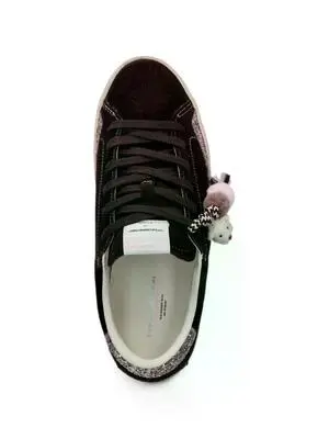 CRIME LONDON Distressed Glitter-embellished Suede Sneakers