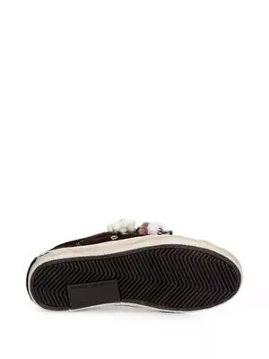 CRIME LONDON Distressed Glitter-embellished Suede Sneakers