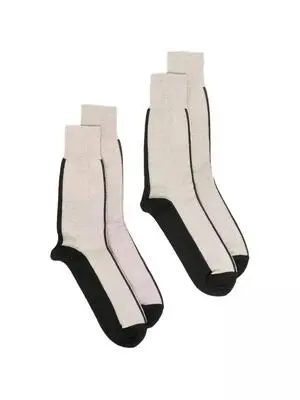ZIGGY CHEN Colour-block Crew Socks - Neutrals