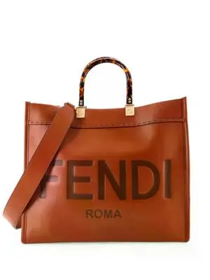 Fendi Sunshine Shopper Leather Medium Tote Bag - Brown