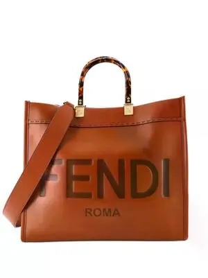 Fendi Sunshine Shopper Leather Medium Tote Bag - Brown