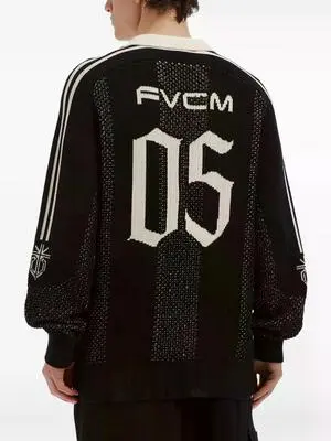 FIVE CM Logo-intarsia Open-collar Sweater