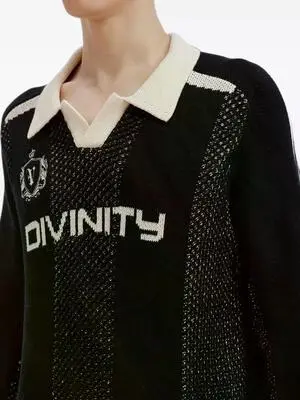 FIVE CM Logo-intarsia Open-collar Sweater