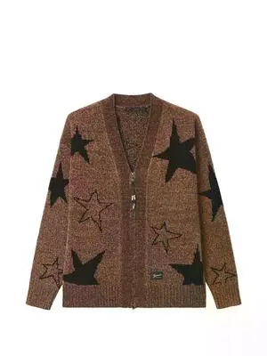FIVE CM Star-intarsia Zip-up Cardigan