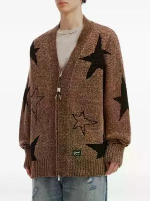 FIVE CM Star-intarsia Zip-up Cardigan