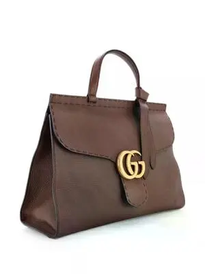 Gucci Gg Marmont Top Handle Bag Leather Medium Satchel