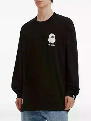 FINGERCROXX X A Bathing Ape Logo-print Long-sleeve T-shirt - Black