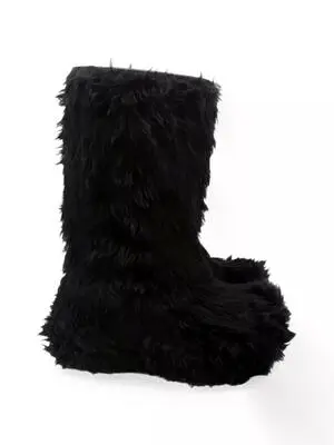 Balenciaga Faux Fur Crocs Boots - Black