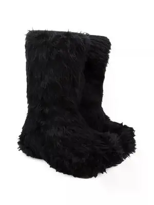 Balenciaga Faux Fur Crocs Boots - Black