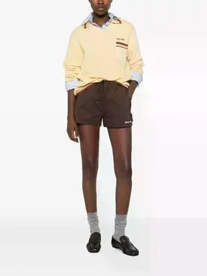 Miu Miu Logo-print Shorts - Brown