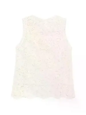 SEMICOUTURE Guipure-lace Sleeveless Top - Neutrals