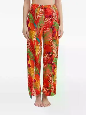 Desigual Tropical-print Wide-leg Trousers - Red