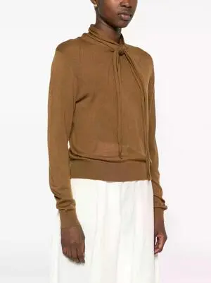 LAMRONS Pussy-bow Pointelle-knit Sweater