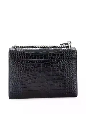 Saint Laurent Sunset Crocodile Embossed Leather Medium Crossbody Bag - Black