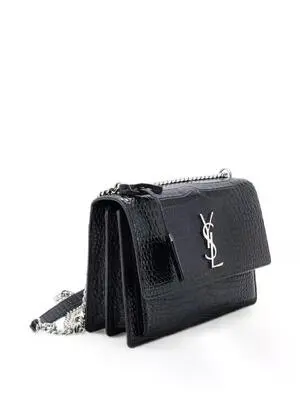 Saint Laurent Sunset Crocodile Embossed Leather Medium Crossbody Bag