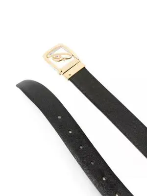 Brioni Logo-buckle Pebble-grain Belt