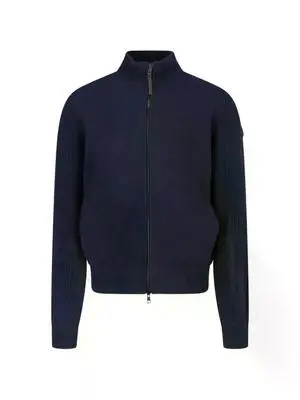 Moncler Wool & Cashmere Zip-up Cardigan - Blue