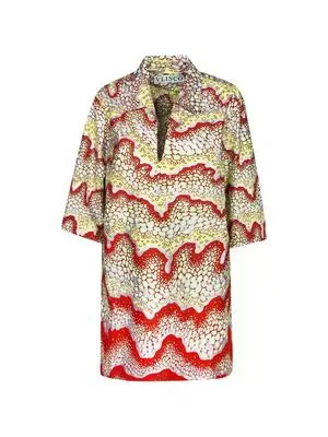 ATELIER VLISCO Bubble Waves Abstract-print Mini Dress - Red