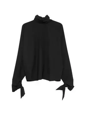 Emporio Armani Tie-cuff High-neck Blouse - Black