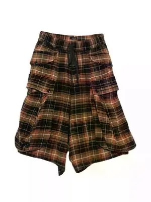 R13 Check-pattern Cargo Shorts - Brown
