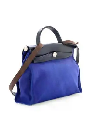 Hermès Herbag Zip Leather And Toile 31 Shoulder Bag - Blue
